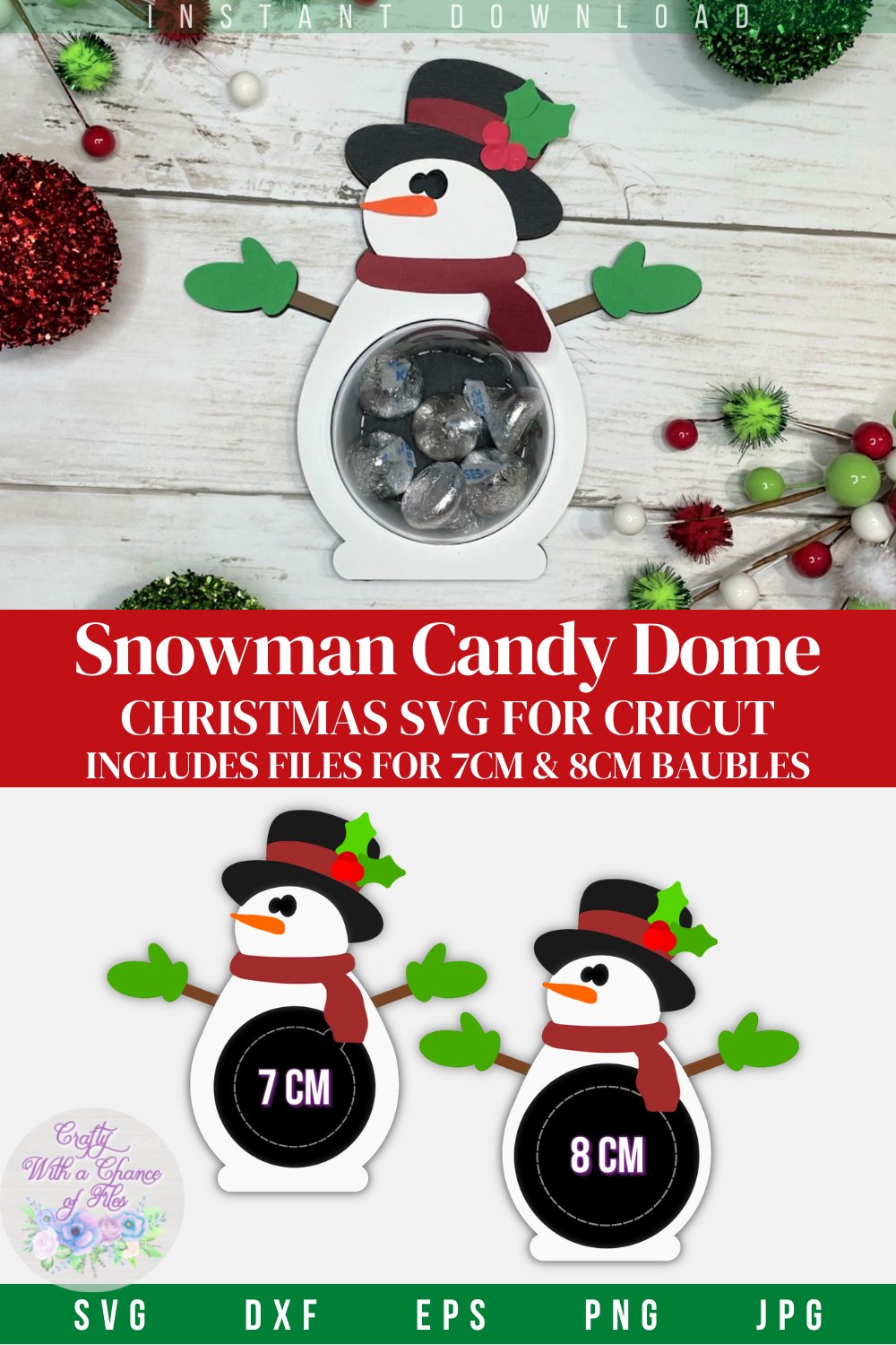 Snowman Candy Dome SVG | Christmas Ornament Candy Dome SVG