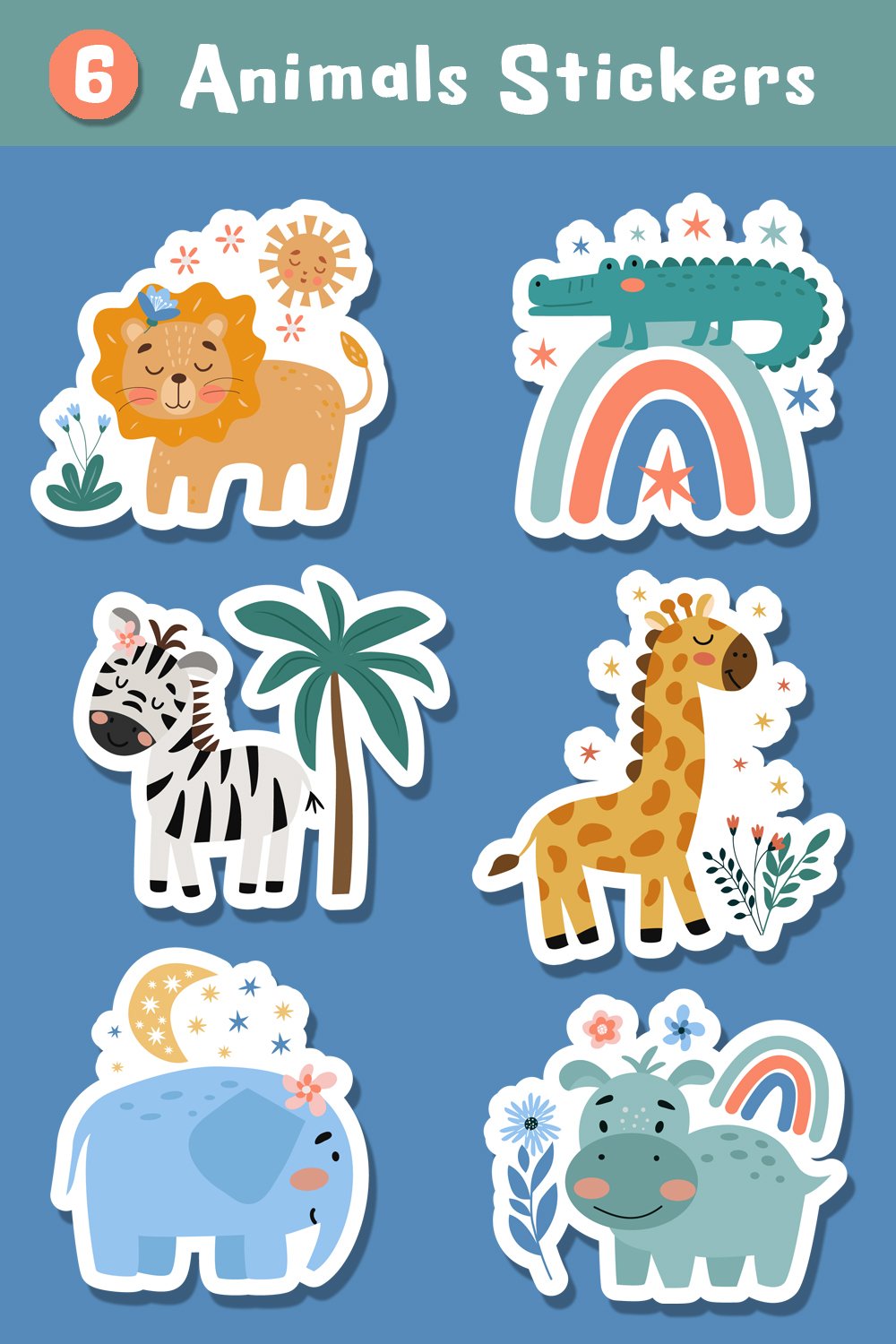 Animal Stickers. Printable Stickers. Digital Stickers