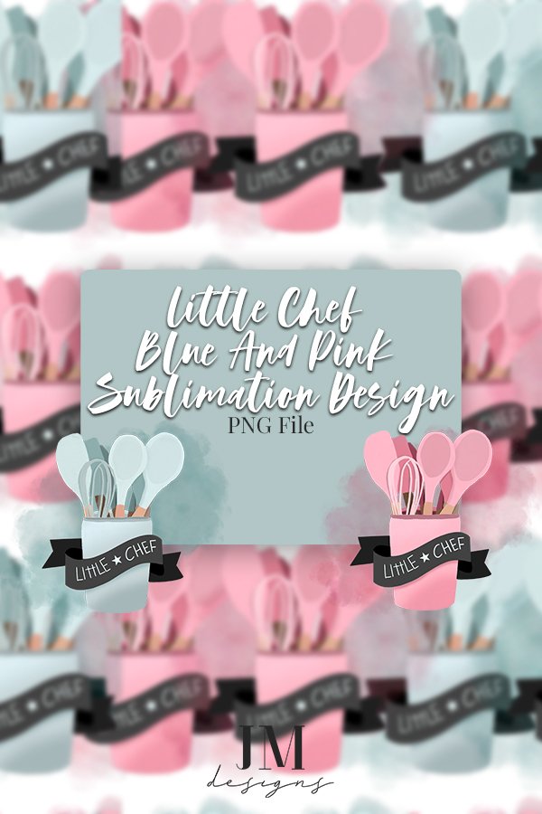 Kids Little Chef Blue And Pink Sublimation Design PNG