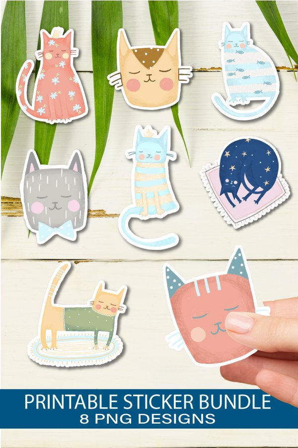 Funny Cat bundle png / Printable Stickers for Cricut