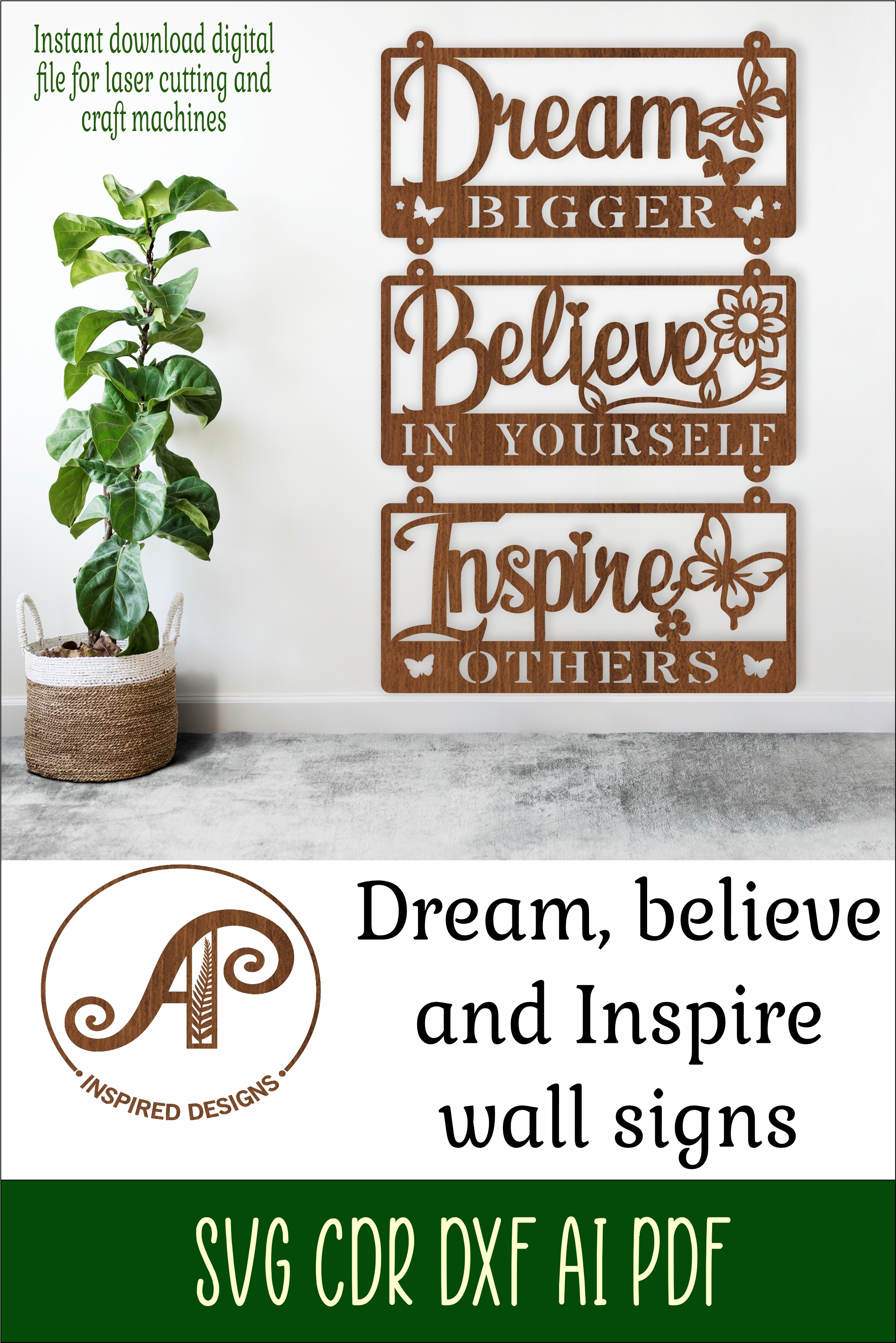 Positive words wall sign, SVG file. vector sign