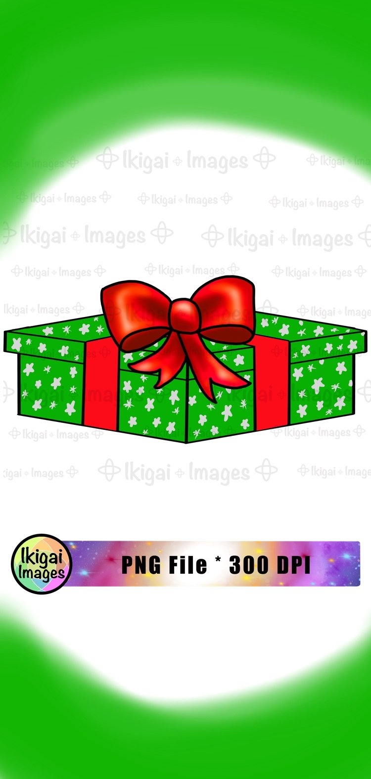Christmas Gift, Gift Box, Present with Bow, Sublimation PNG
