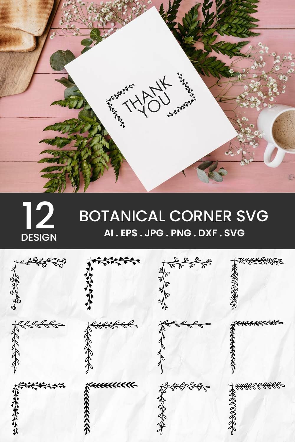 Botanical Corner SVG With 12 Variations