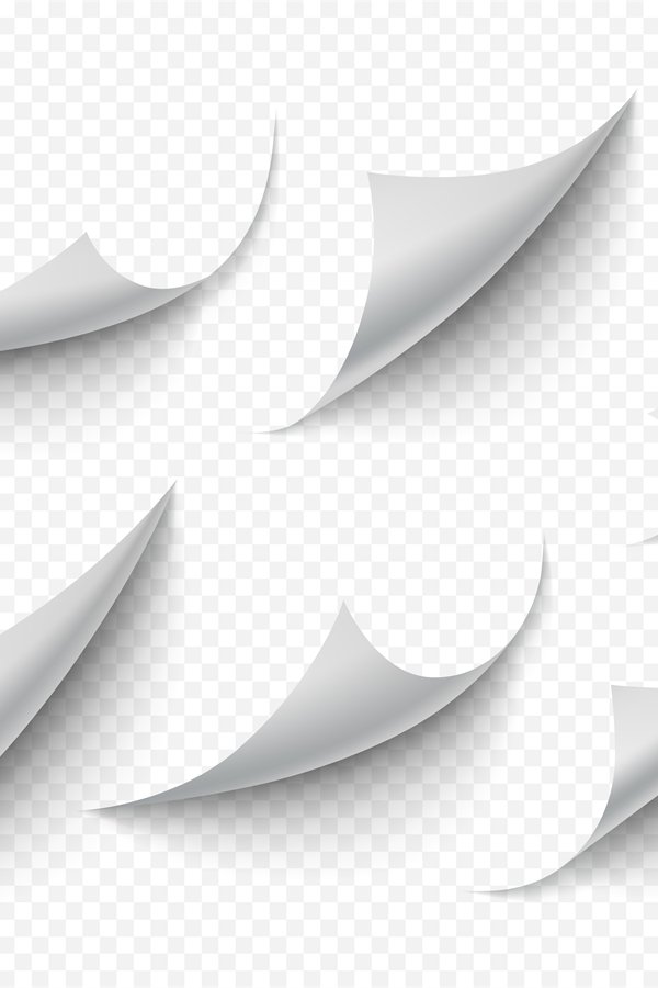 Curled corners. White transparent empty curve pages vector r
