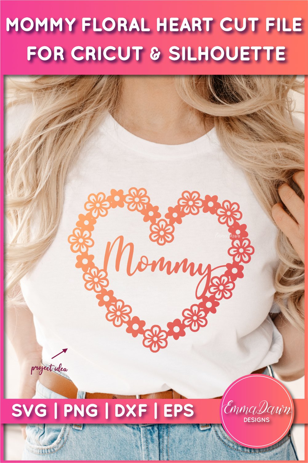 Mommy Floral Heart SVG | Mothers Day Cut File