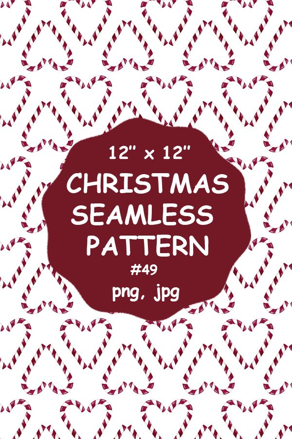 Christmas seamless pattern with candy canes, 12x12 (1087268)