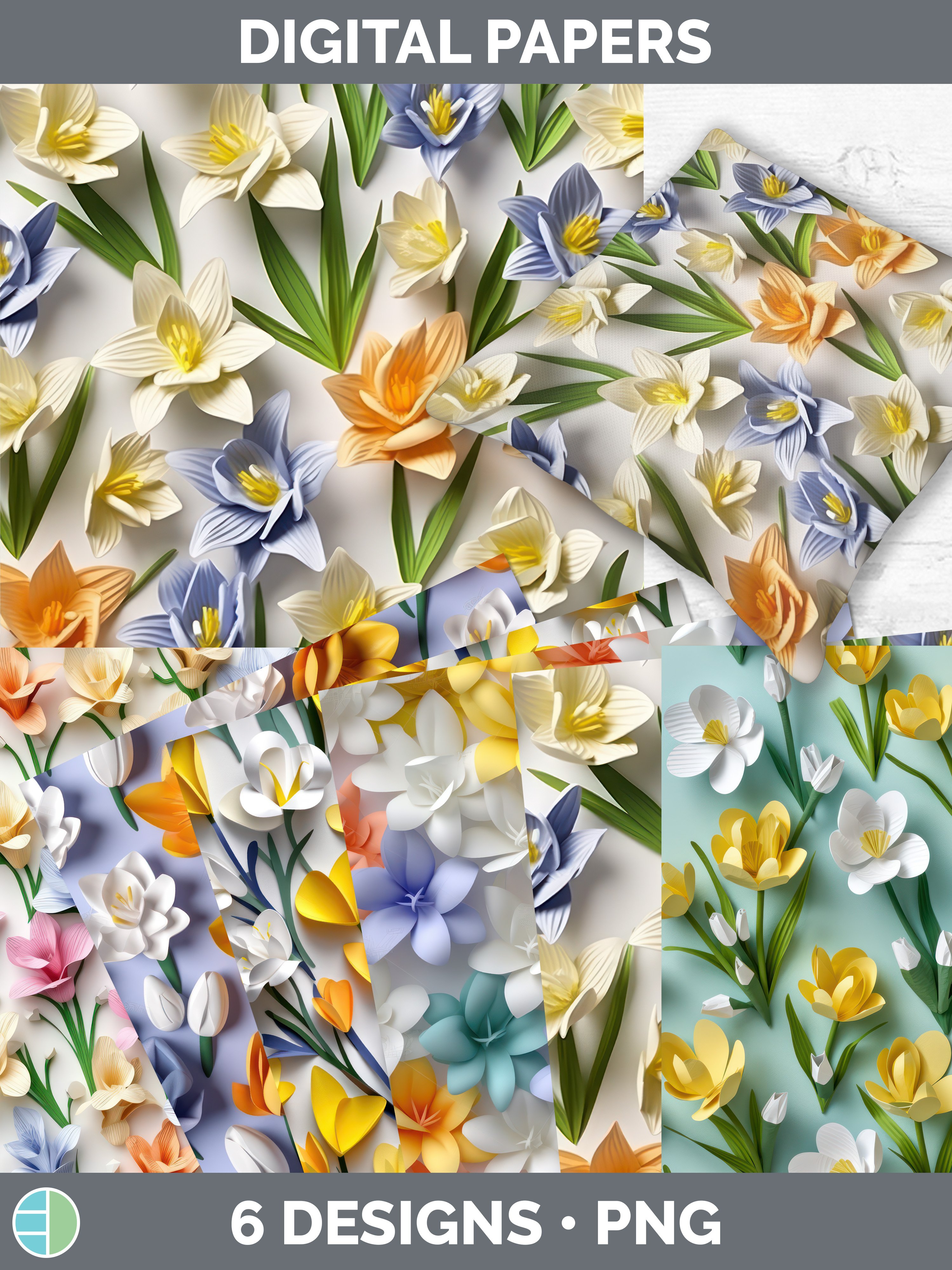 3D Paper Freesia Flowers Paper Backgrounds | Digital Scrapbo