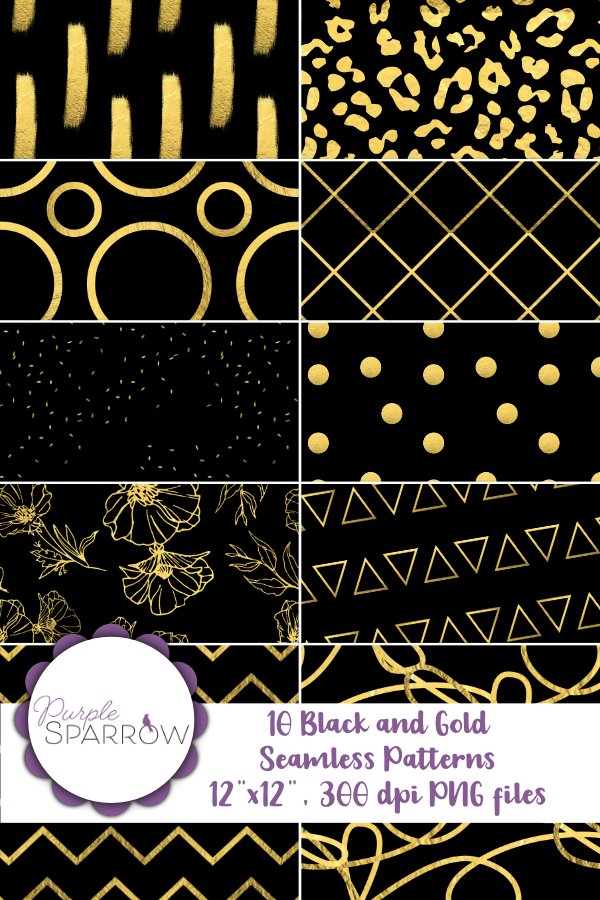 Black and Gold Seamless Patterns