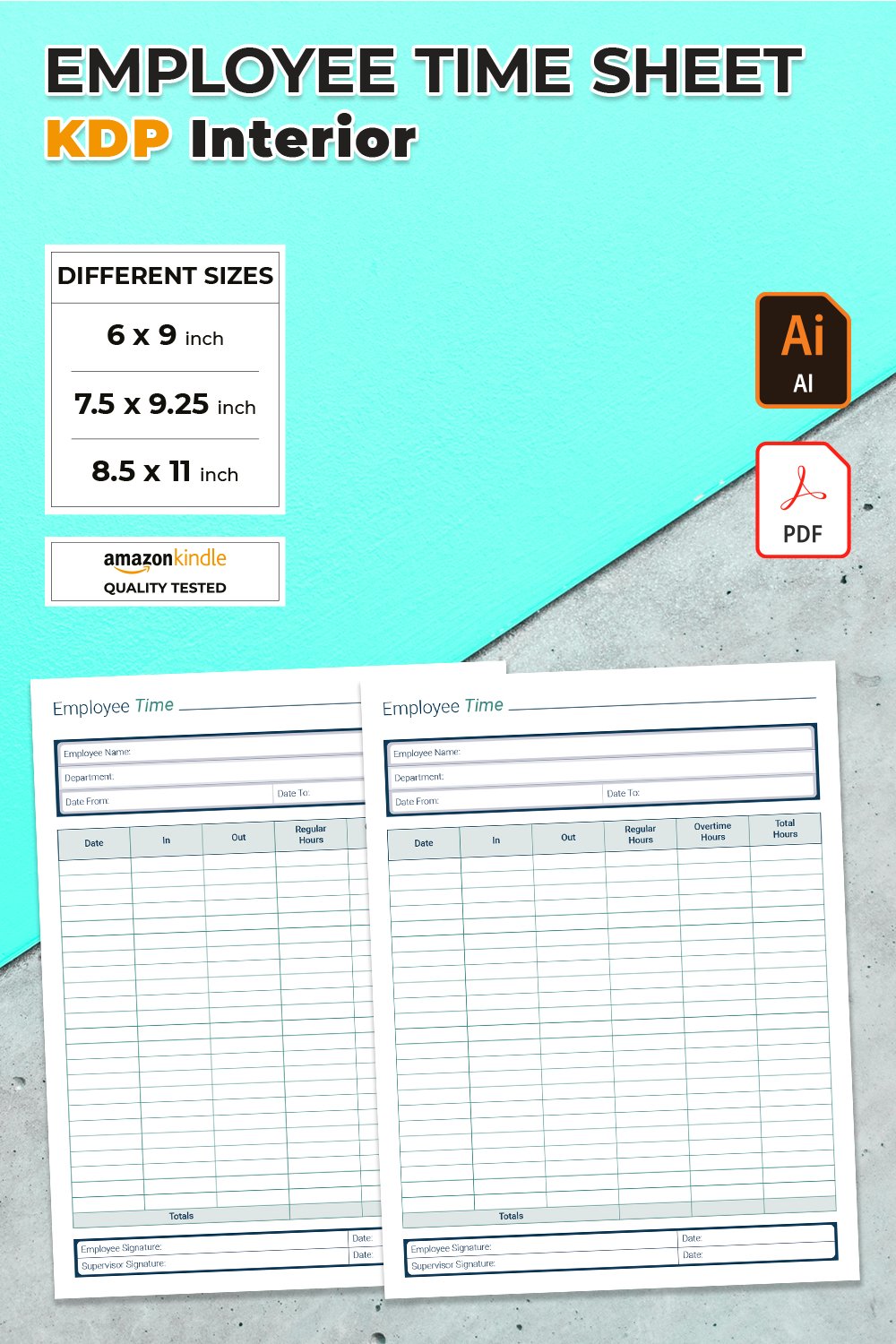 Employee Time Sheet KDP Interior Template