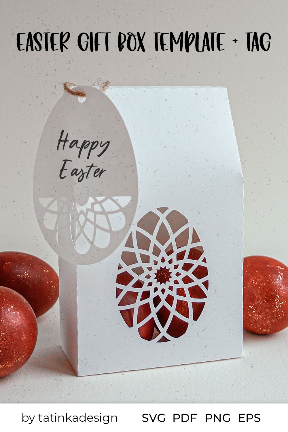 Easter gift box with Easter tag, Box template