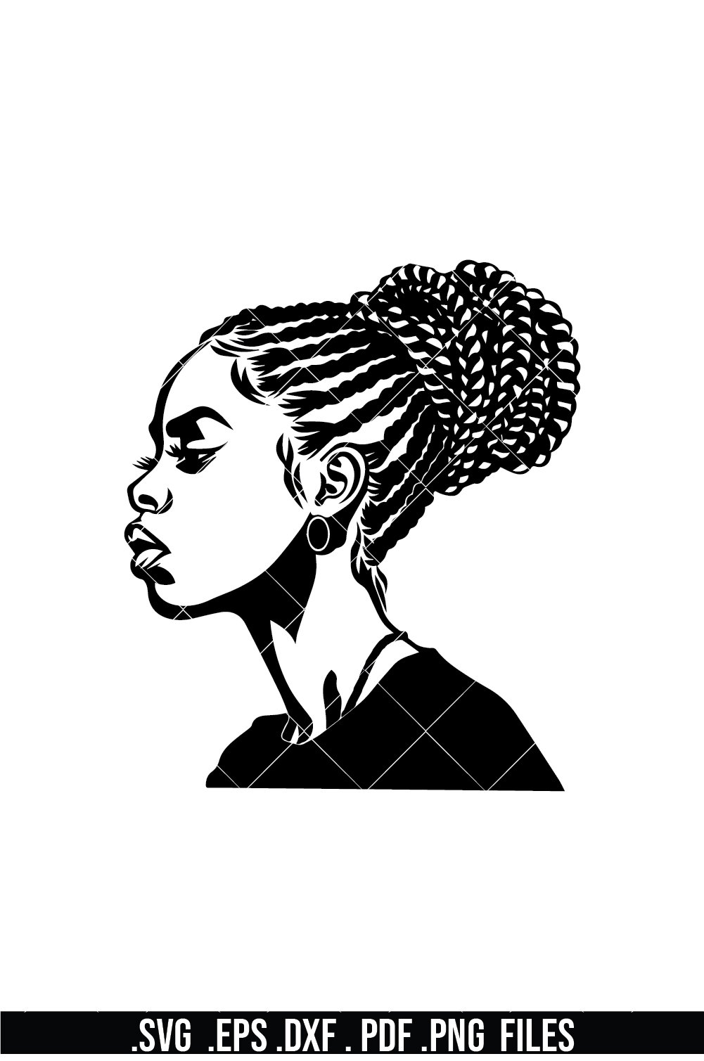 Afro American Woman with Braids SVG, Braided Hair