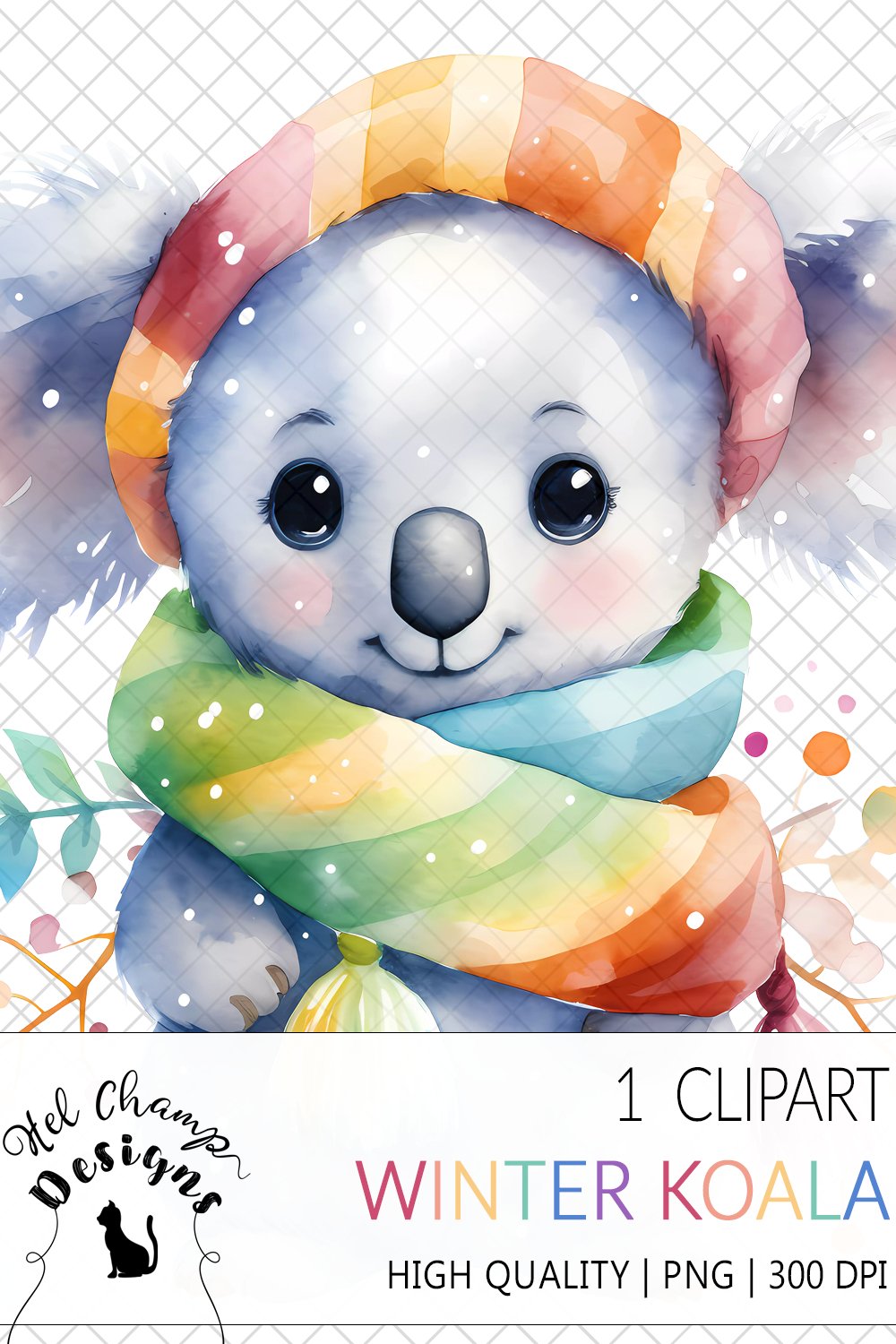 Winter koala rainbow transparent clipart