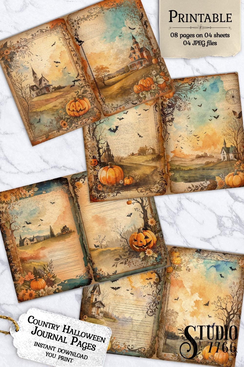 Country Halloween Junk Journal Pages