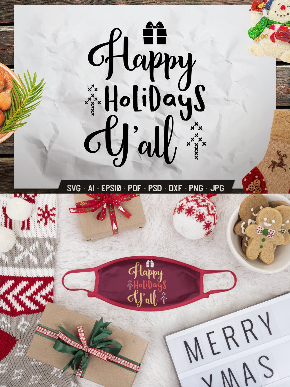 Christmas SVG Quote Winter Lettering - Happy Holidays Yall