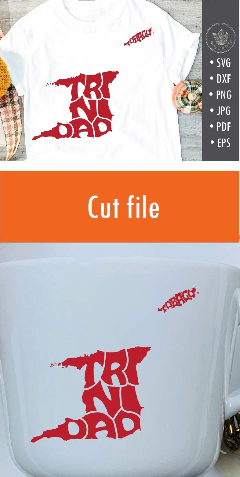 Trinidad and Tobago SVG cut file in the country shape