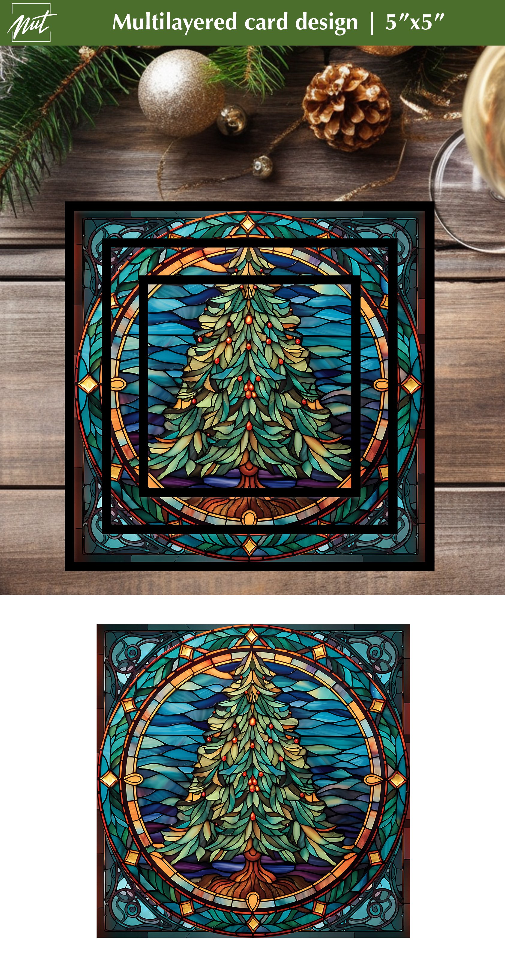 Stained glass cards, Christmas stained glass printable card