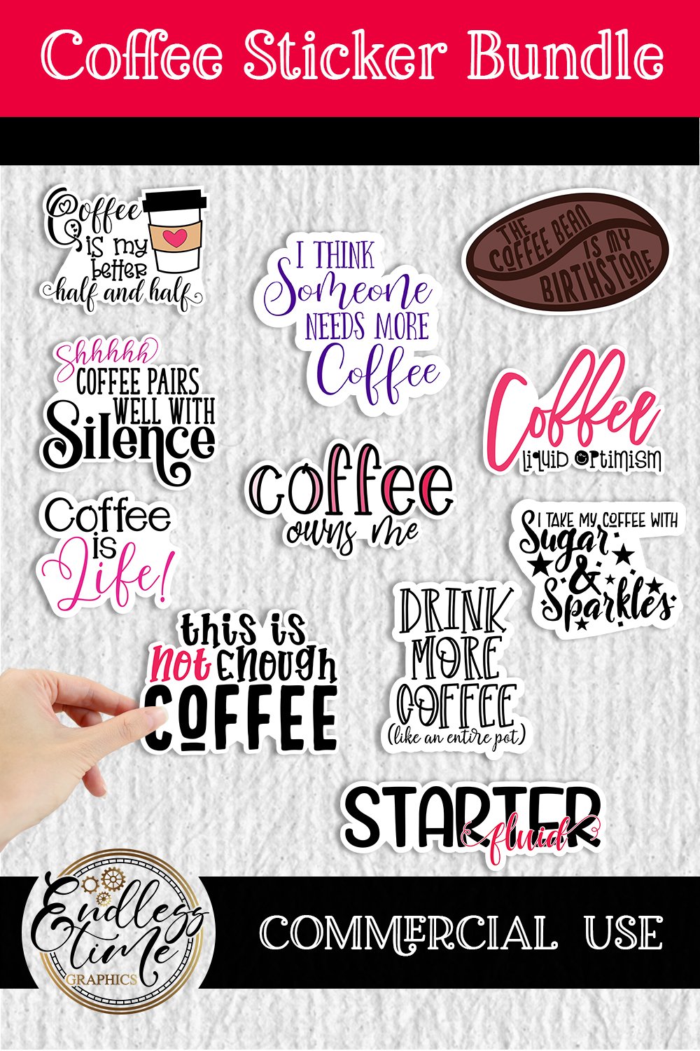 Coffee Lover Sticker Bundle, Tea & Yoga | 44 PNG Designs