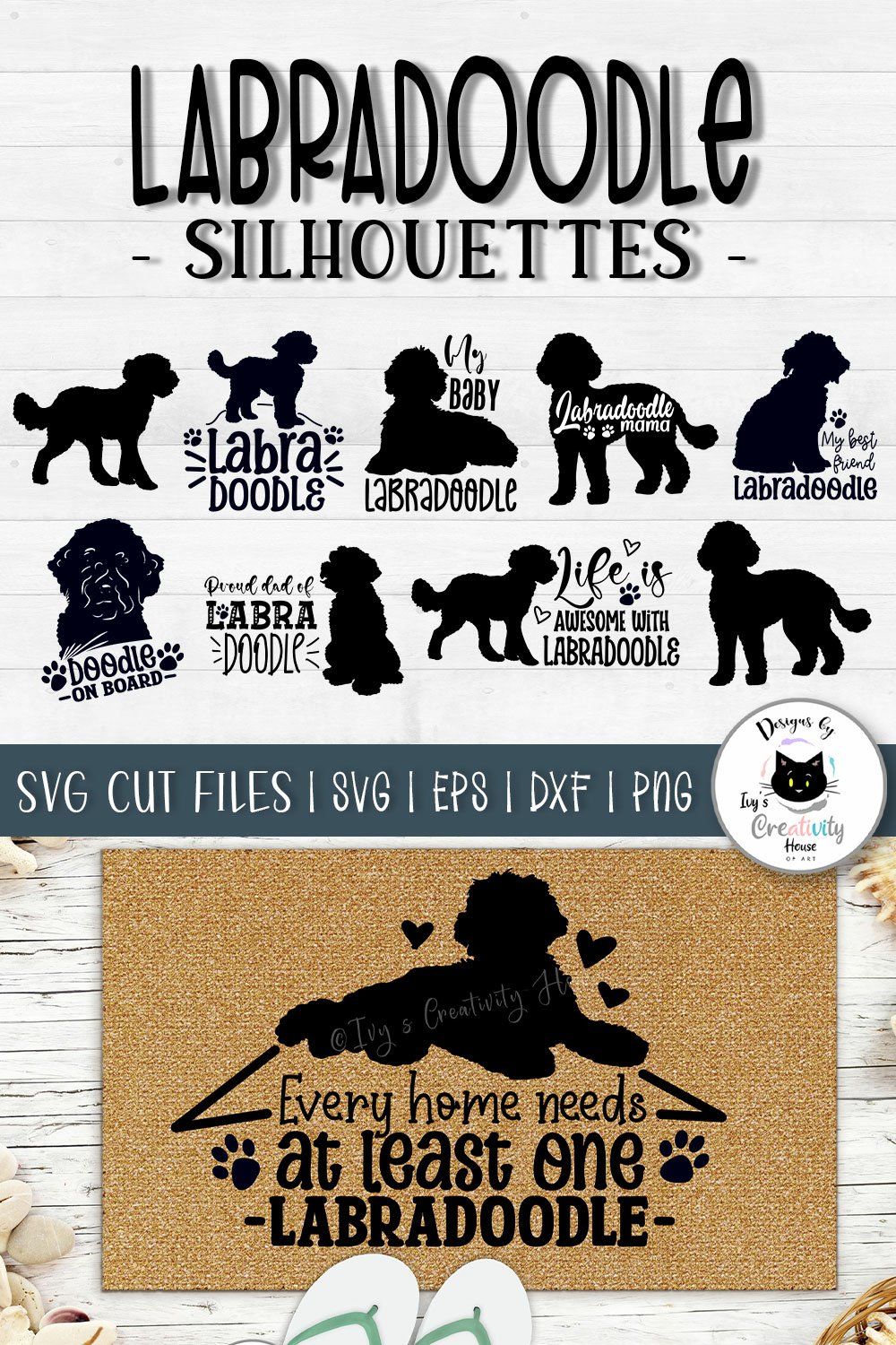 Labradoodle Dog Svg Files | Dog Breed Silhouette Svg Bundle