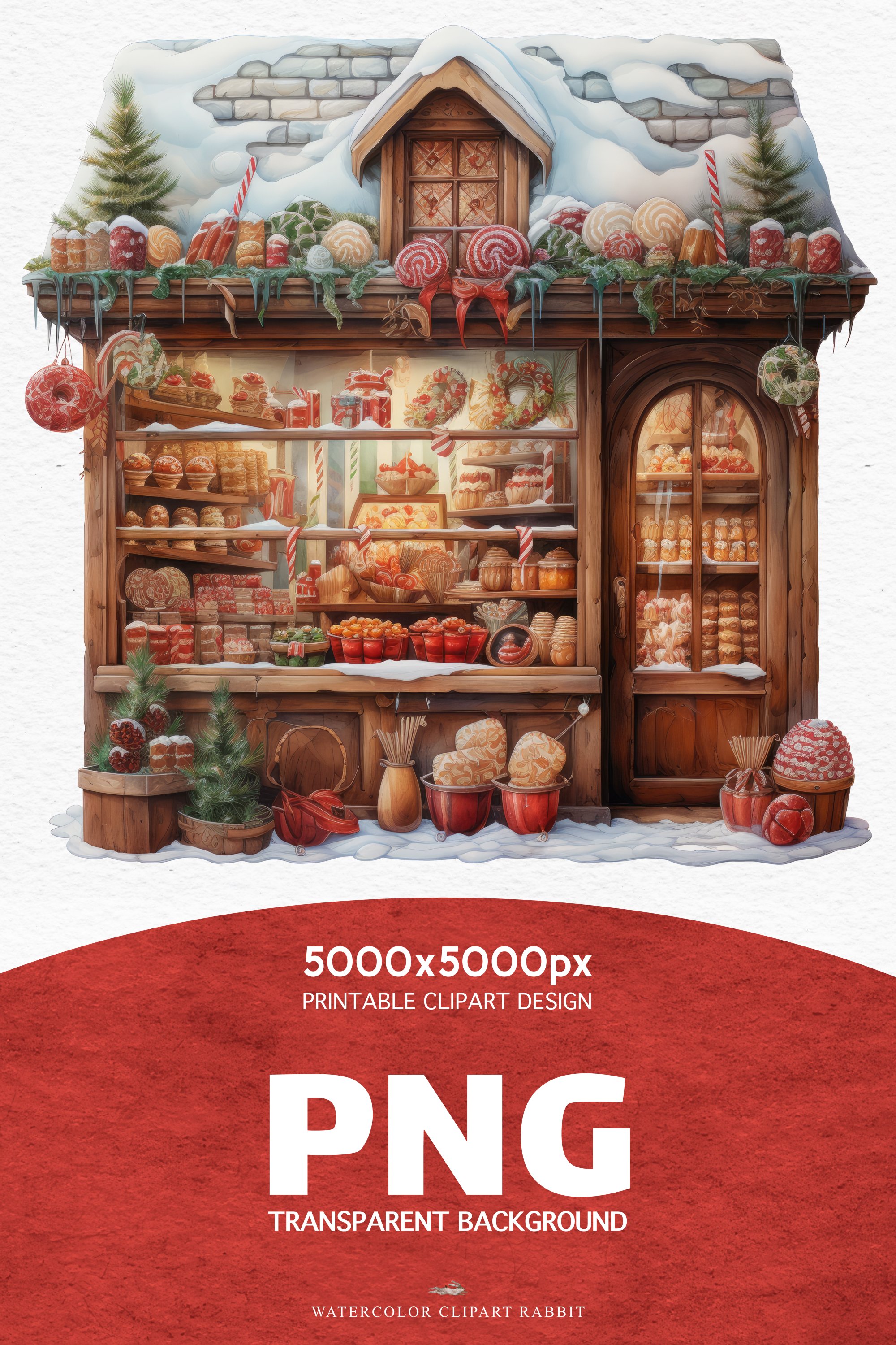 Christmas Vintage Candy Storefront House Winter Shop Clipart