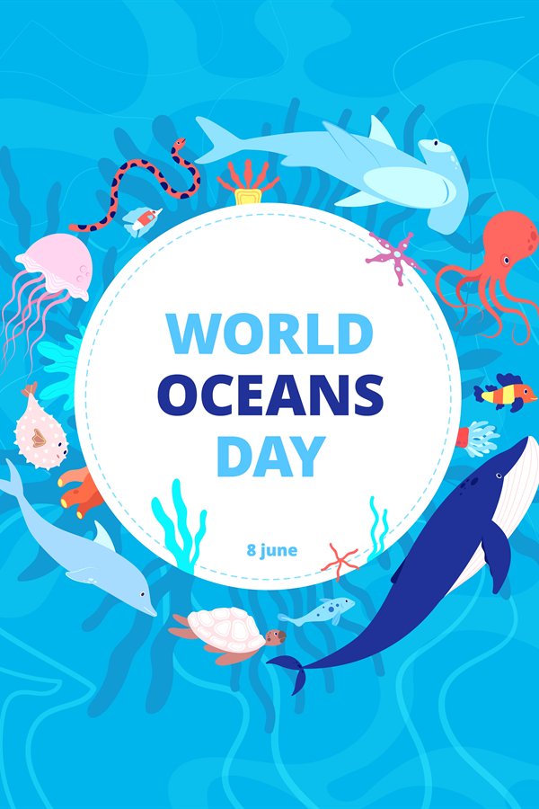 Oceans day. Clean sea, earth water. World ocean celebration