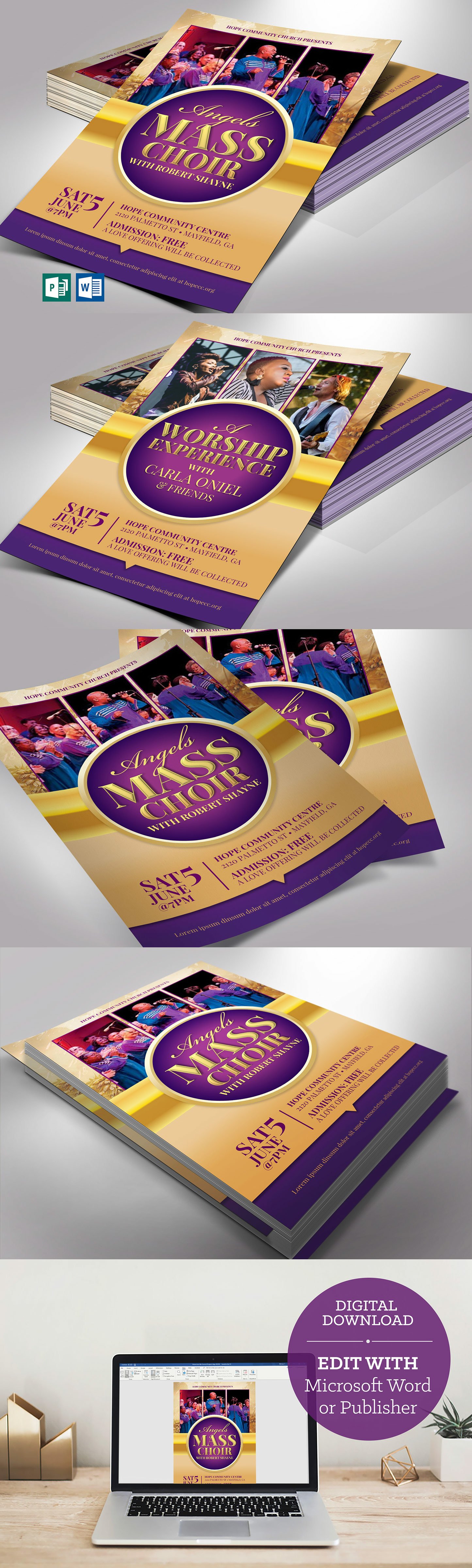 Mass Choir Concert Flyer Word Publisher Template