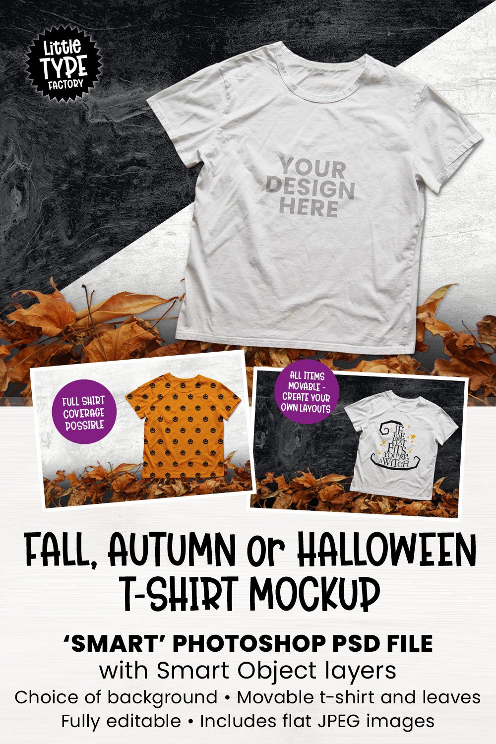 FALL, AUTUMN or HALLOWEEN T-SHIRT MOCKUP | Smart PSD File