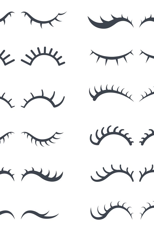 Cartoon eyelashes. Pretty girl style eyes face eyelash how u