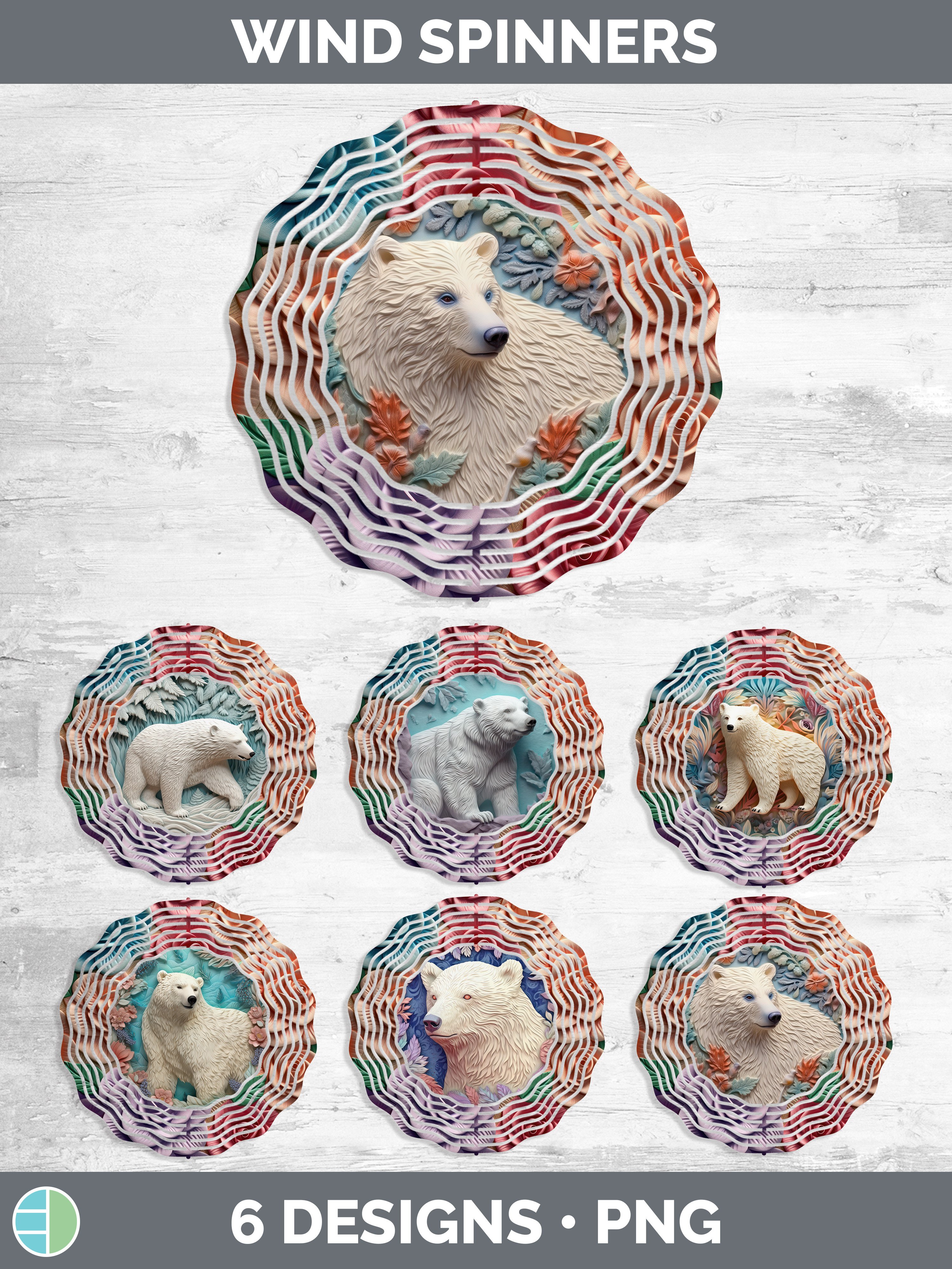 3D Polar Bear Wind Spinner | Sublimation Spinner Designs Bun