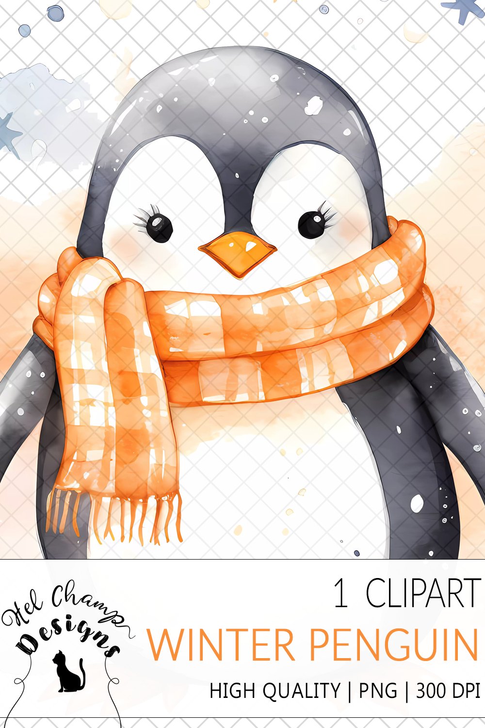 Winter penguin orange scarf transparent clipart