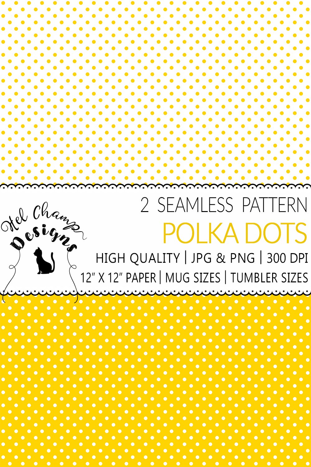 Polka dots yellow and white scrapbooking vichy papers design