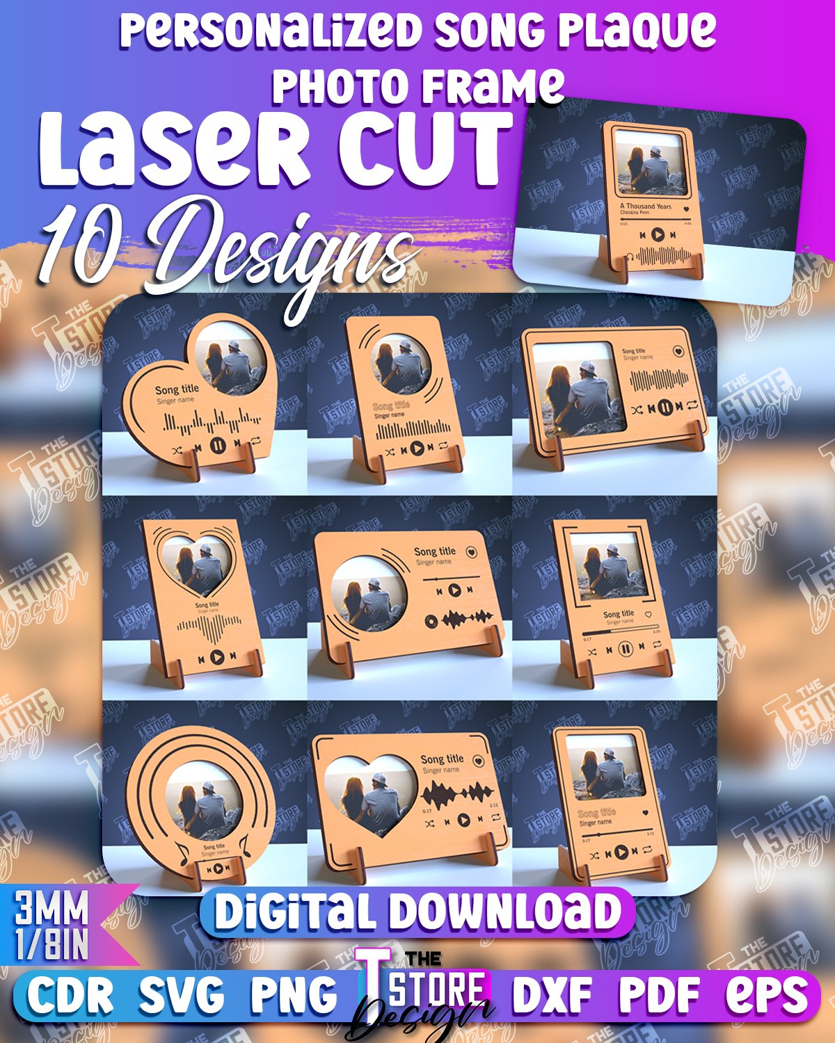 Personalized Song Plaque Photo Frame Laser (4030029)