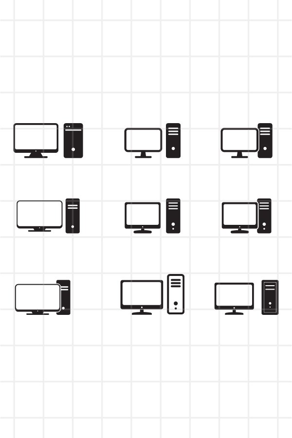 Computer desktop vector icon, pc symbol. Vector EPS, AI.