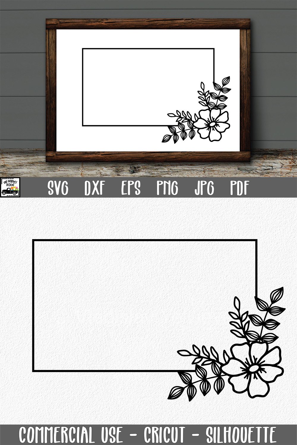 Rectangle Flower Frame Monogram SVG