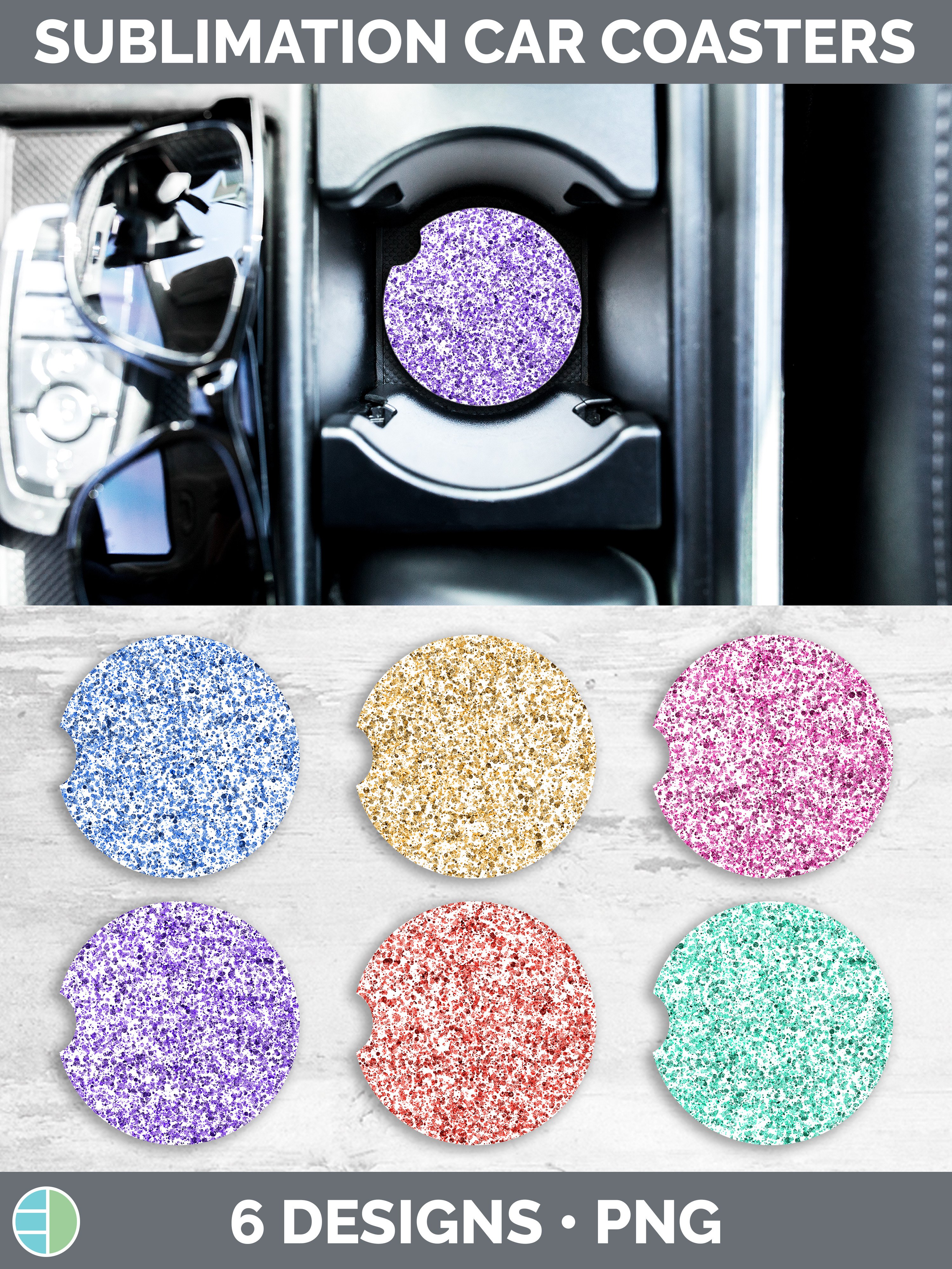 Splatter Car Coaster Sublimation Designs | Splatter Bundle