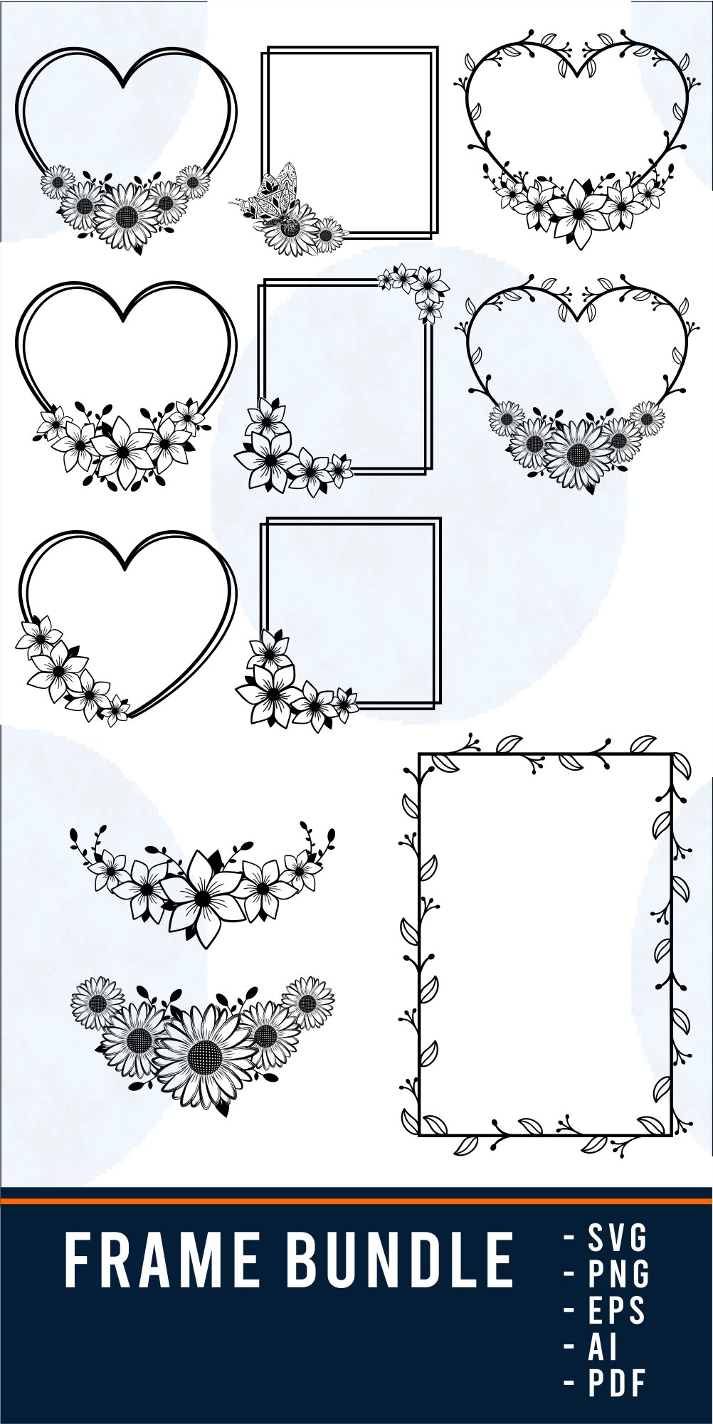 Floral Frame Svg, flowers frames svg, wreath frame svg