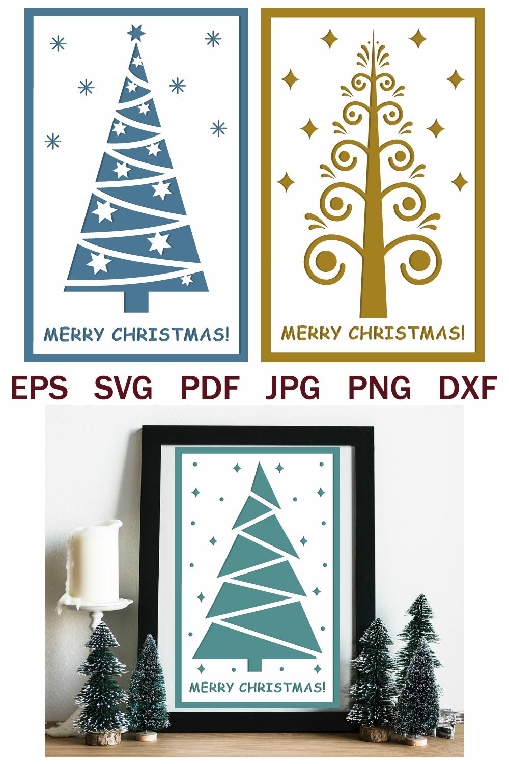 Christmas card cut out of paper, svg holiday (3020194)