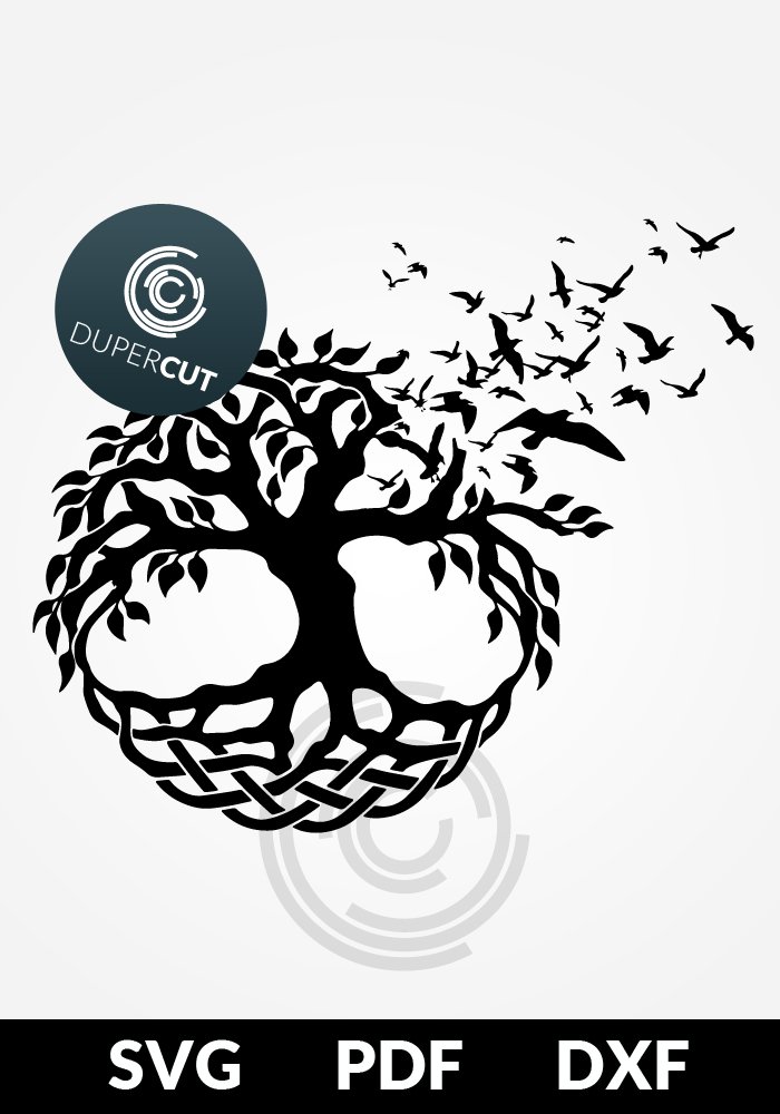 SVG / PDF / DXF Tre of Life, Papercutting Template