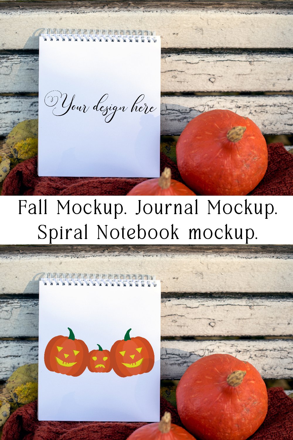Fall Mockup. Journal Mockup. Spiral Notebook mockup.