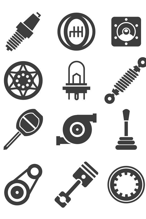 Car parts black icons