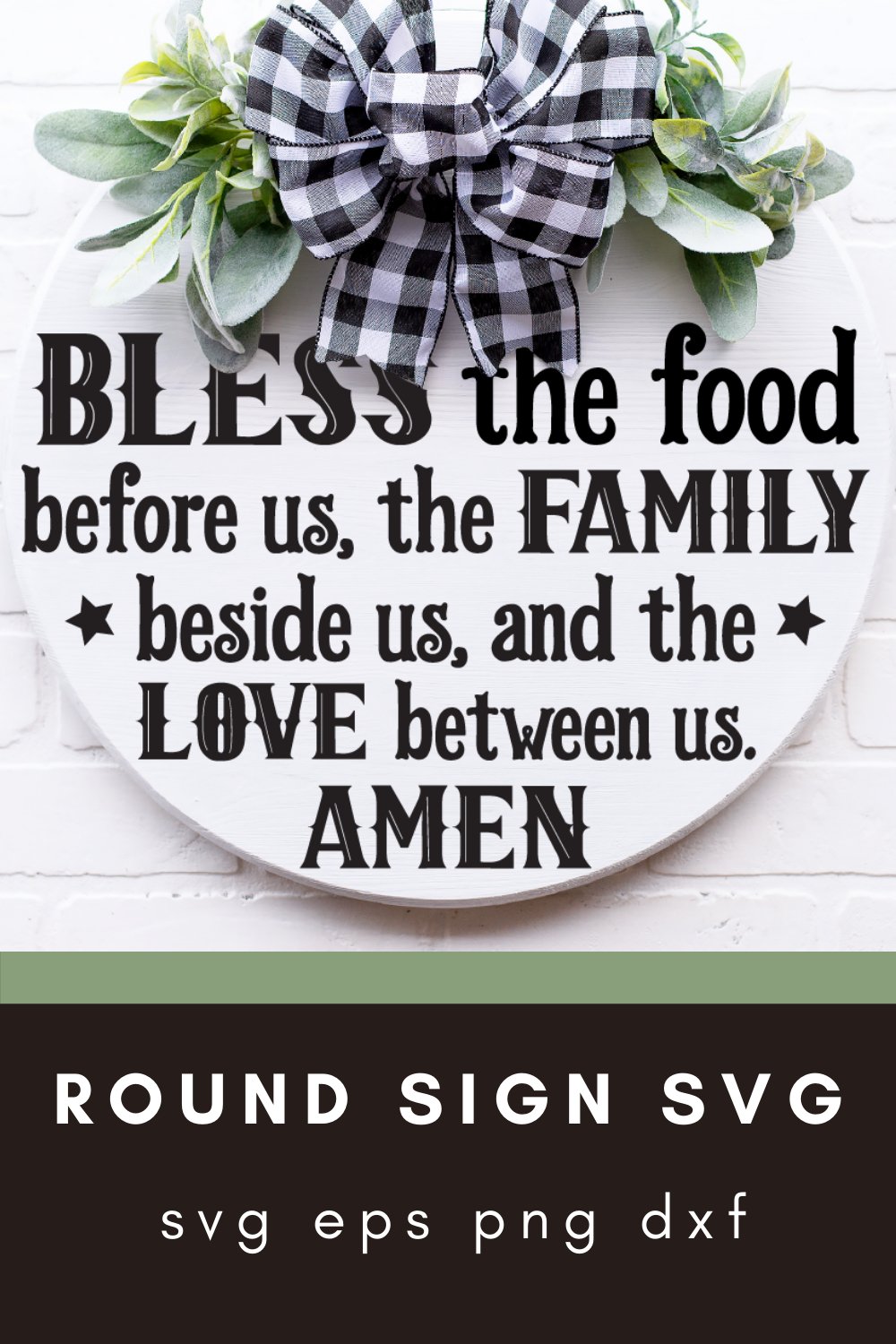 Farmhouse Home Round Sign Svg, Bless The Food Dinner Prayer