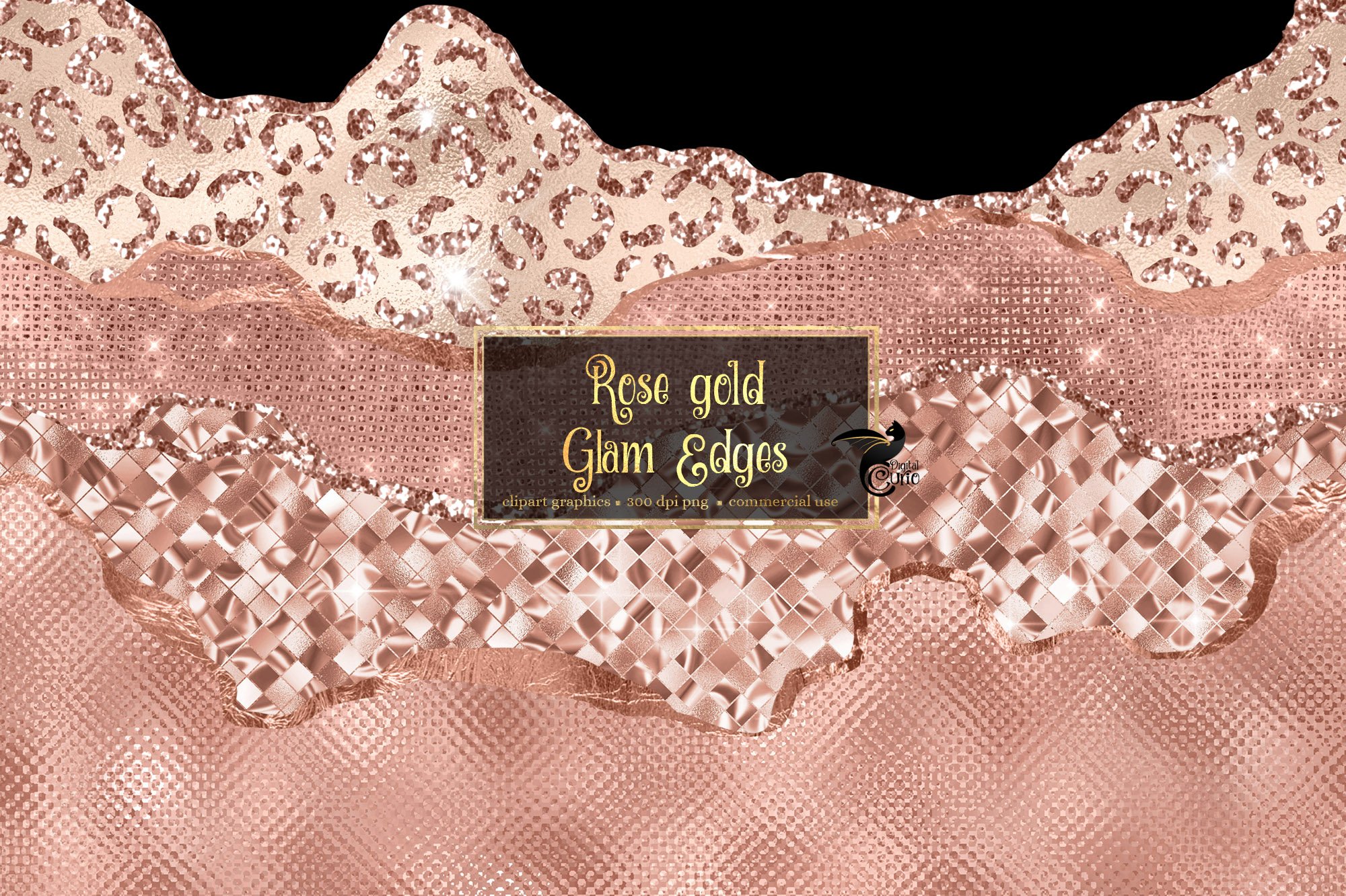 Rose Gold Glam Edges Clipart