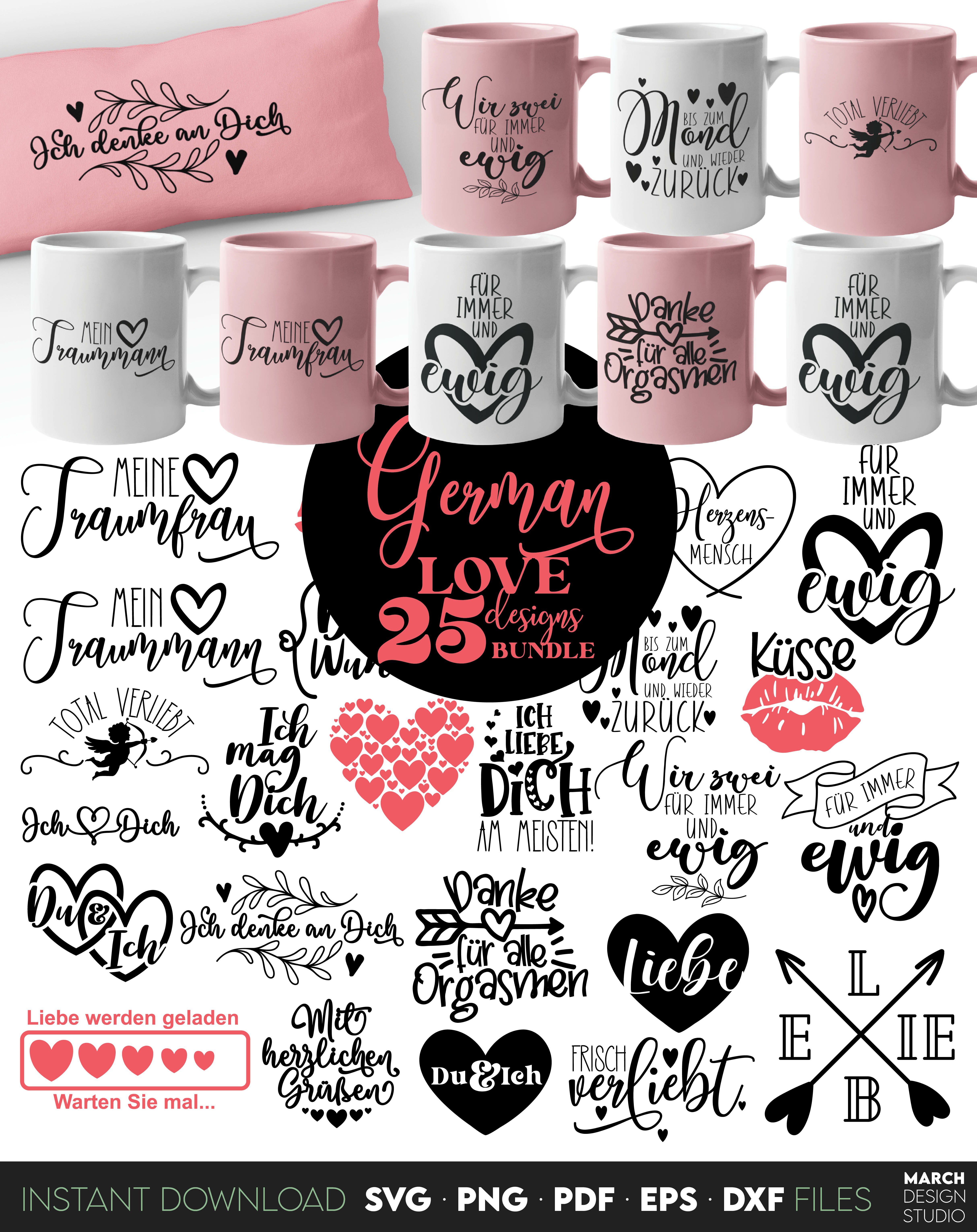 German Liebe Quotes Plotter File SVG PNG DXF Liebling Heart