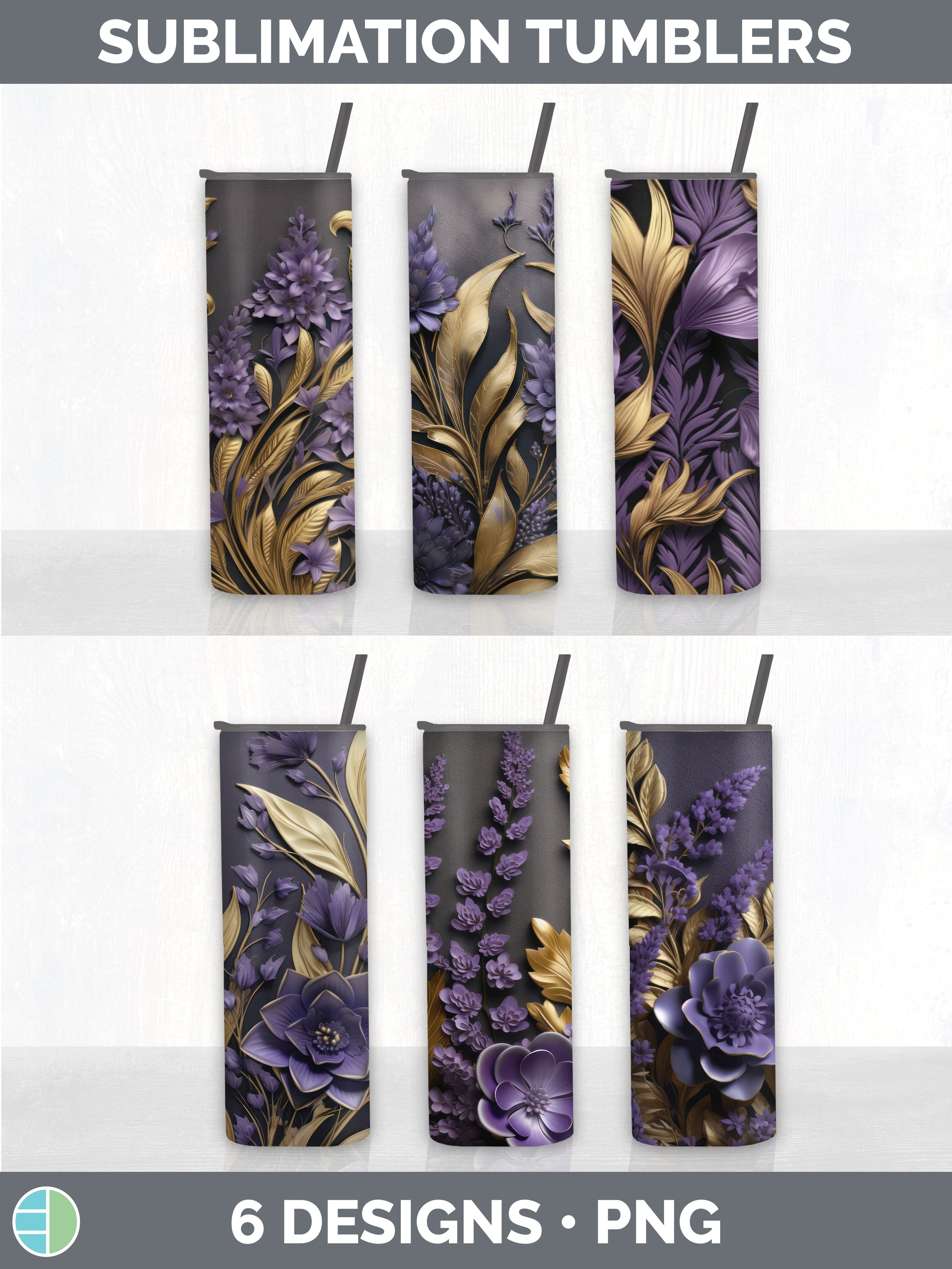 3D Elegant Lavender Flowers Tumbler | Sublimation 20 oz Skin