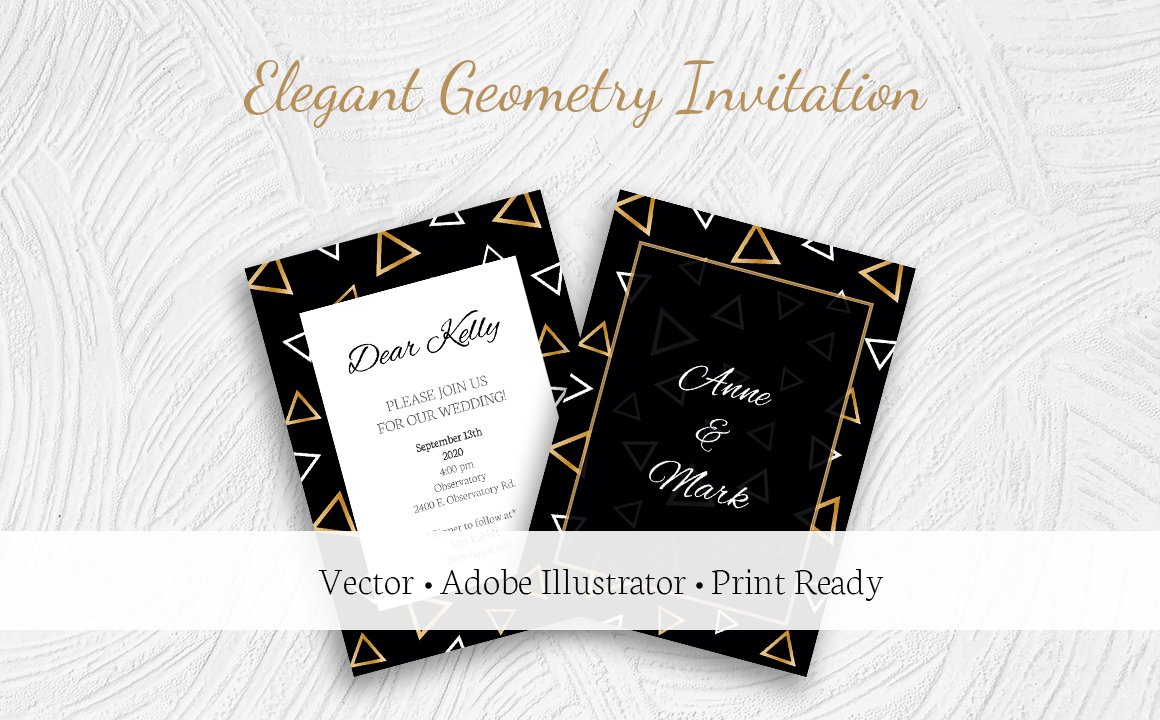 Elegant geometry invitation for stylish wedding