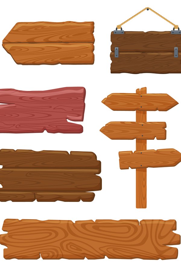 Wooden signs. Vintage wooden rustic signboard, hanging