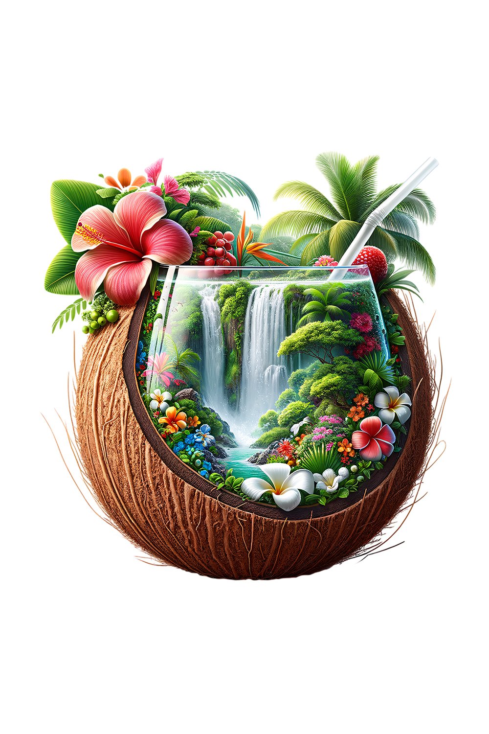 Tropical Coconut Cocktail Clipart Sublimation (3772451)