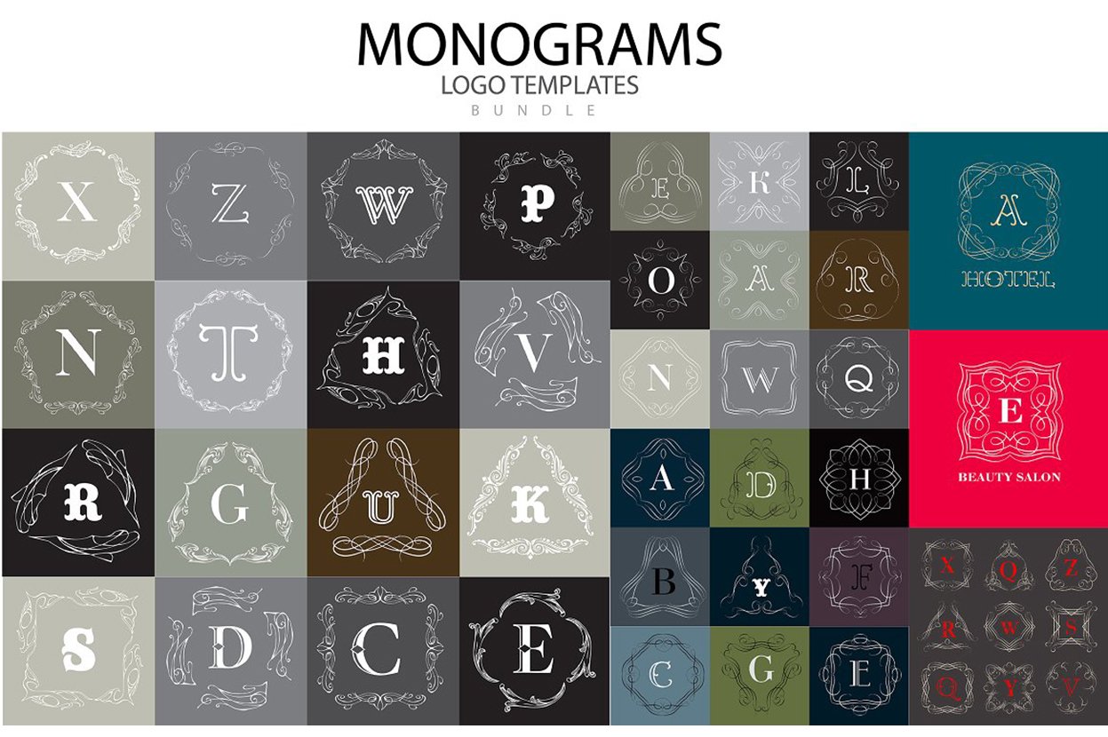 Monogram logo calligraphic template