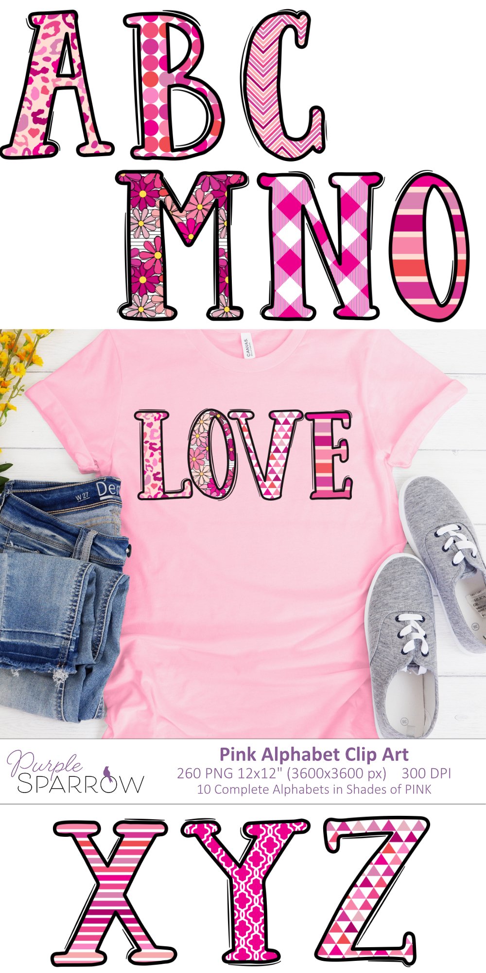 Pink Alphabet Clip Art Bundle | 260 PNG Files