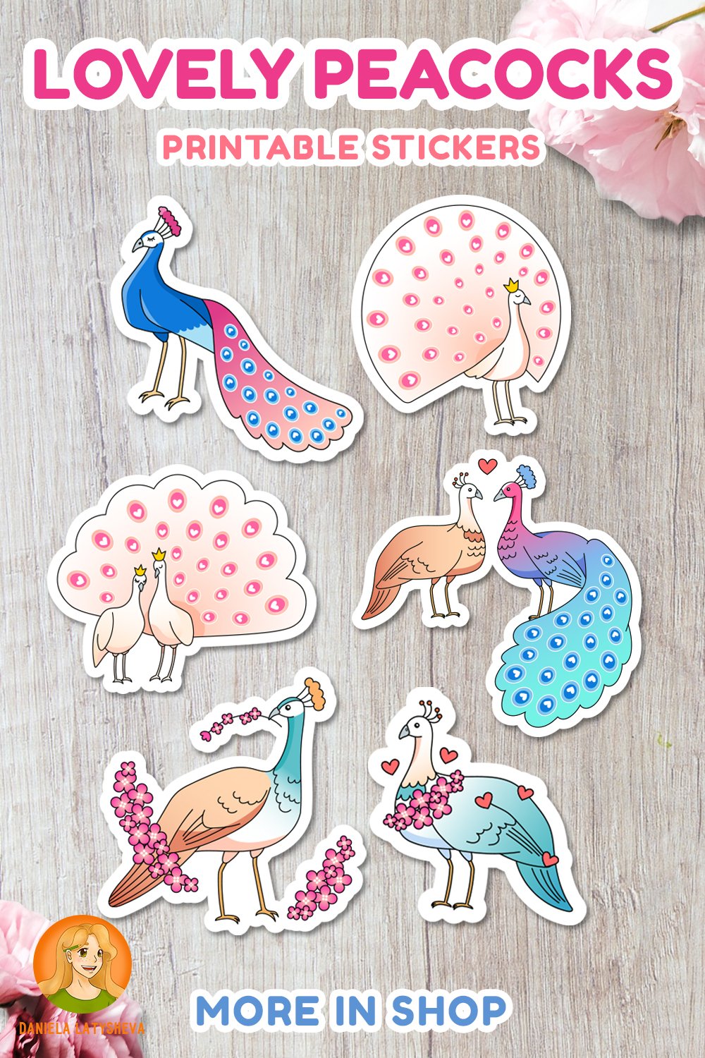 Lovely Peacocks Valentines Sticker Set
