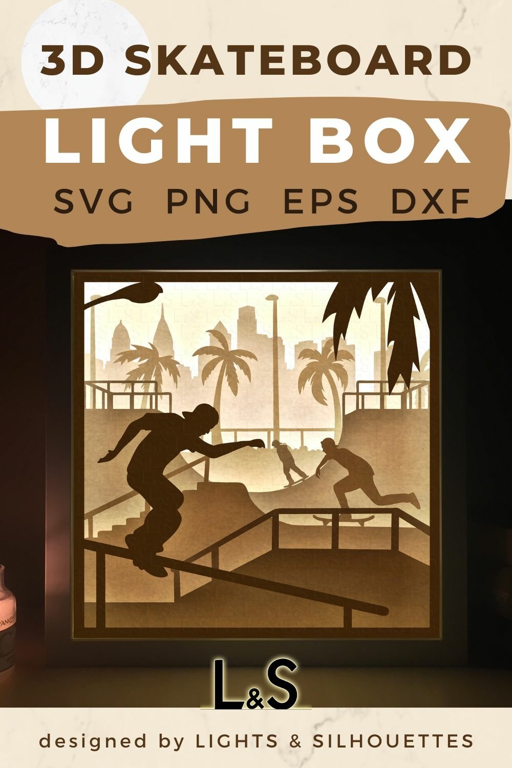 Layered Skateboard Shadow Box Template | 3D Sports Light Box